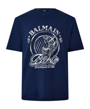 Balmain Crewneck Shortsleeve Tee - Blue