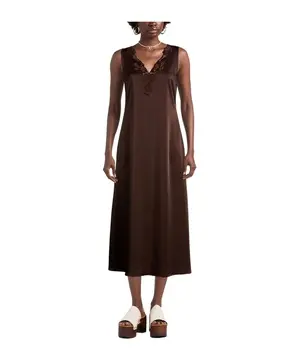 Max Mara Sleeveless V-neck Maxi Dress With Appliqu