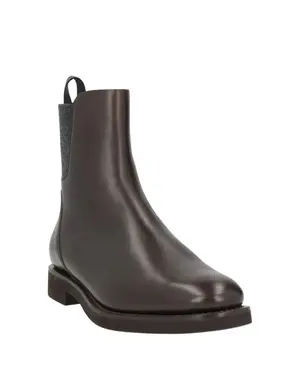 Brunello Cucinelli Leather Ankle Boots With Crystal Embellishments