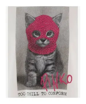 Pinko Short-sleeved T-shirt With Embellished Cat Graphic
