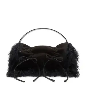 Acne Studios Shearling Trimmed Suede Multipocket Bag