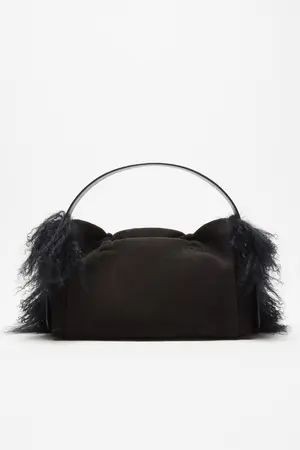 Acne Studios Shearling Trimmed Suede Multipocket Bag