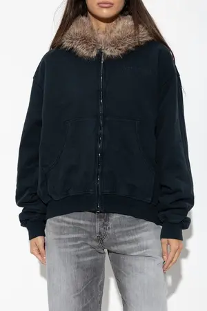 Acne Studios Faux Fur Hooded Sweater - Deep Navy Blue