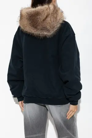 Acne Studios Faux Fur Hooded Sweater - Deep Navy Blue