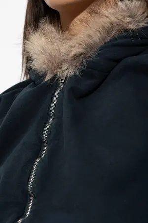 Acne Studios Faux Fur Hooded Sweater - Deep Navy Blue
