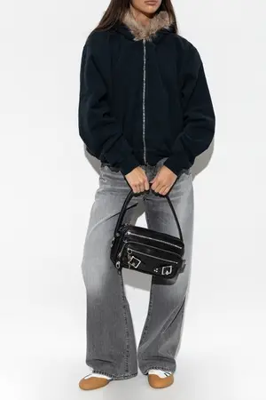 Acne Studios Faux Fur Hooded Sweater - Deep Navy Blue