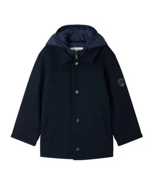 Bonpoint Patch-detail Hooded Coat - Navy