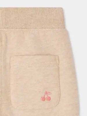 Bonpoint Organic Cotton Drawstring Joggers With Cherry Embroidery
