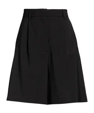 Max Mara Solidcolor Wool Shorts - Black