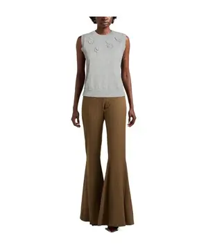 MAXCO. Max&co. Sleeveless Knit Top With Floral Embellishments