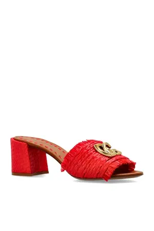 Dolce & Gabbana Open-toe High-heeled Sandals With Ruffled Straps And Dg Logo