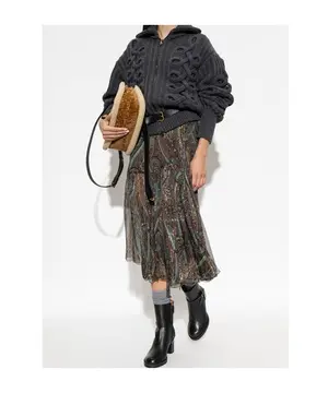 Etro Ribbed Wool-blend Cardigan With Zip And Woven Detailing