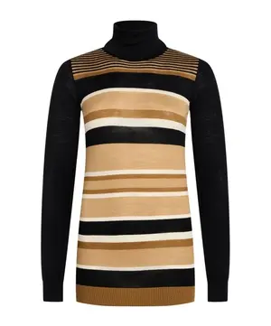 DOLCE & GABBANA Dolce & Gabbana Striped Wool Knit Turtleneck Long Sleeve Top
