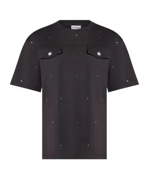GANNI Solid-color Short-sleeved T-shirt