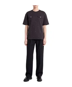 GANNI Solid-color Short-sleeved T-shirt