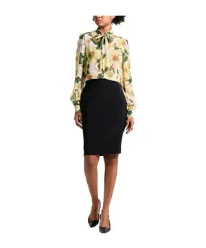 Dolce & Gabbana Floral Chiffon Bow Blouse