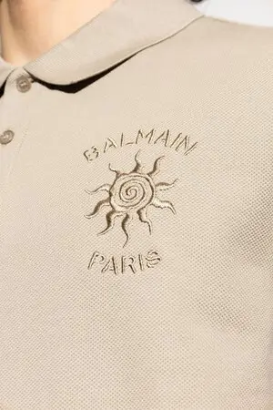 Balmain Embroidered Sun Logo Polo Shirt
