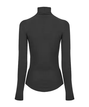 Tommy Hilfiger Dark Grey Ribbed Turtleneck Knit Top