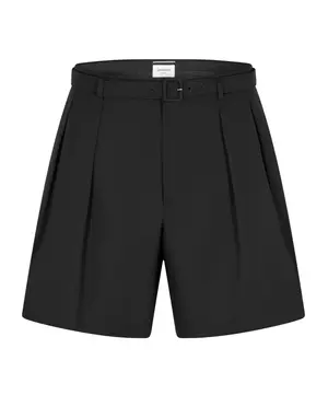 Saint Laurent Pleated Woven Tracksuit Shorts - Black