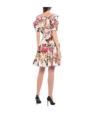 Dolce & Gabbana Floral Off-the-shoulder Short-sleeve Dress