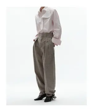 Bottega Veneta Pleated Checkered Trousers