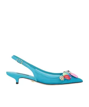 Dolce & Gabbana Slingback Pumps With Embellished Brooch - Green