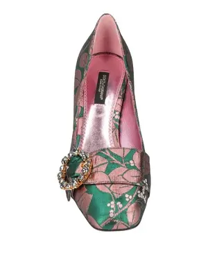 Dolce & Gabbana Square Toe Courts With Crystal Embellishment