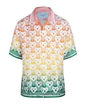 Casablanca Gradient Heartpattern Campcollar Shortsleeve Shirt - Heart Monogram