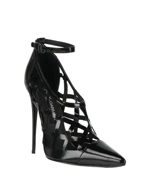 Dolce & Gabbana Glossed-leather Stiletto Courts With Ankle Strap