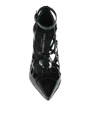 Dolce & Gabbana Glossed-leather Stiletto Courts With Ankle Strap