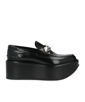 Burberry Glossed Leather Flatform Loafers - Black