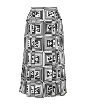 Gucci Geometric Print Pleated Midi Skirt