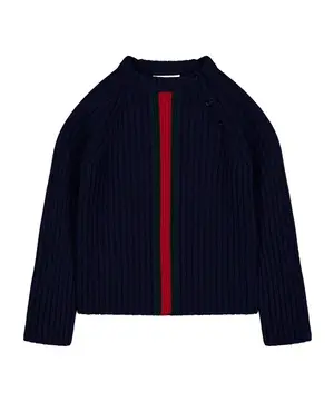 Gucci Navyblue Webtrim Knit Sweater