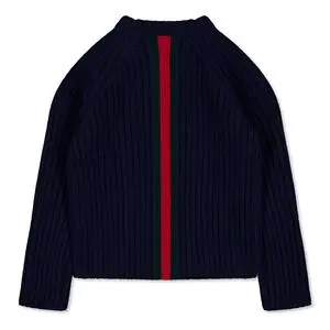 Gucci Navyblue Webtrim Knit Sweater