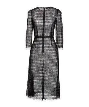 Dolce & Gabbana Midi Dress With Crewneck And Long Sleeves