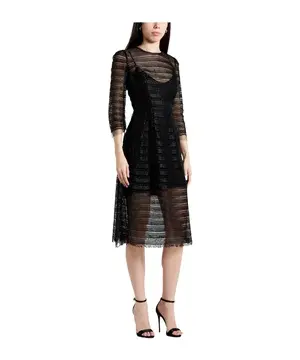 Dolce & Gabbana Midi Dress With Crewneck And Long Sleeves