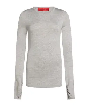 MAXCO. Solid-color Long-sleeve Crew Neck T-shirt - Grey