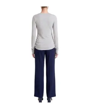 MAXCO. Solid-color Long-sleeve Crew Neck T-shirt