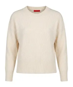 MAXCO. Solid-colored Ribbed Knit Top - Camel