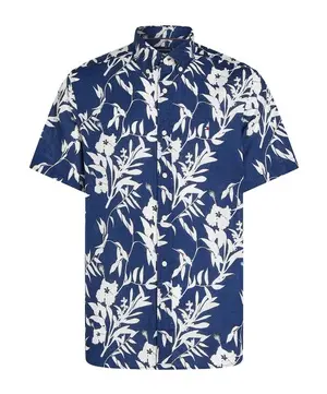 Tommy Hilfiger Navy Base White Floral Shortsleeve Shirt - Blue