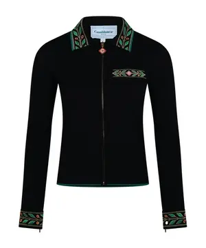 Casablanca Embroidered Zip-up Knit Jacket