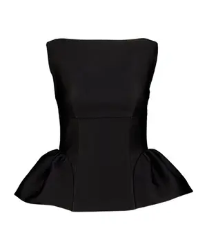 ROLAND MOURET Roland Mouret Black Zip-Up Peplum Top