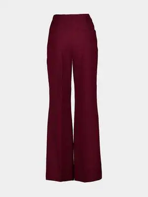 Roland Mouret Burgundy Wide Fit Wool Silk Trousers