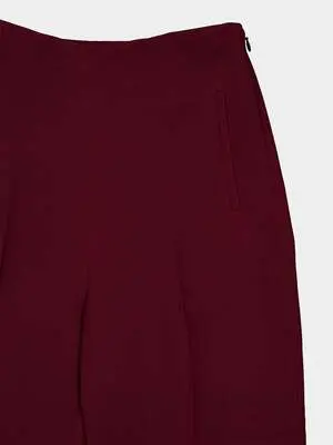 Roland Mouret Burgundy Wide Fit Wool Silk Trousers