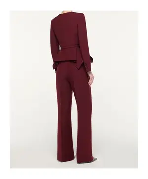Roland Mouret Burgundy Wide Fit Wool Silk Trousers
