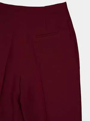 Roland Mouret Burgundy Wide Fit Wool Silk Trousers