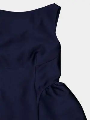 Roland Mouret Navy Sleeveless Peplum Column Midi Dress