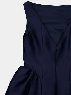 Roland Mouret Navy Sleeveless Peplum Column Midi Dress