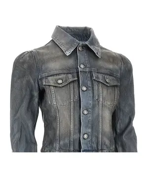 7 For All Mankind Cropped Cargo Denim Jacket - Grey