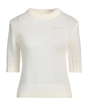 GANNI Simple Solid-color Short-sleeve Knit Top - Ivory